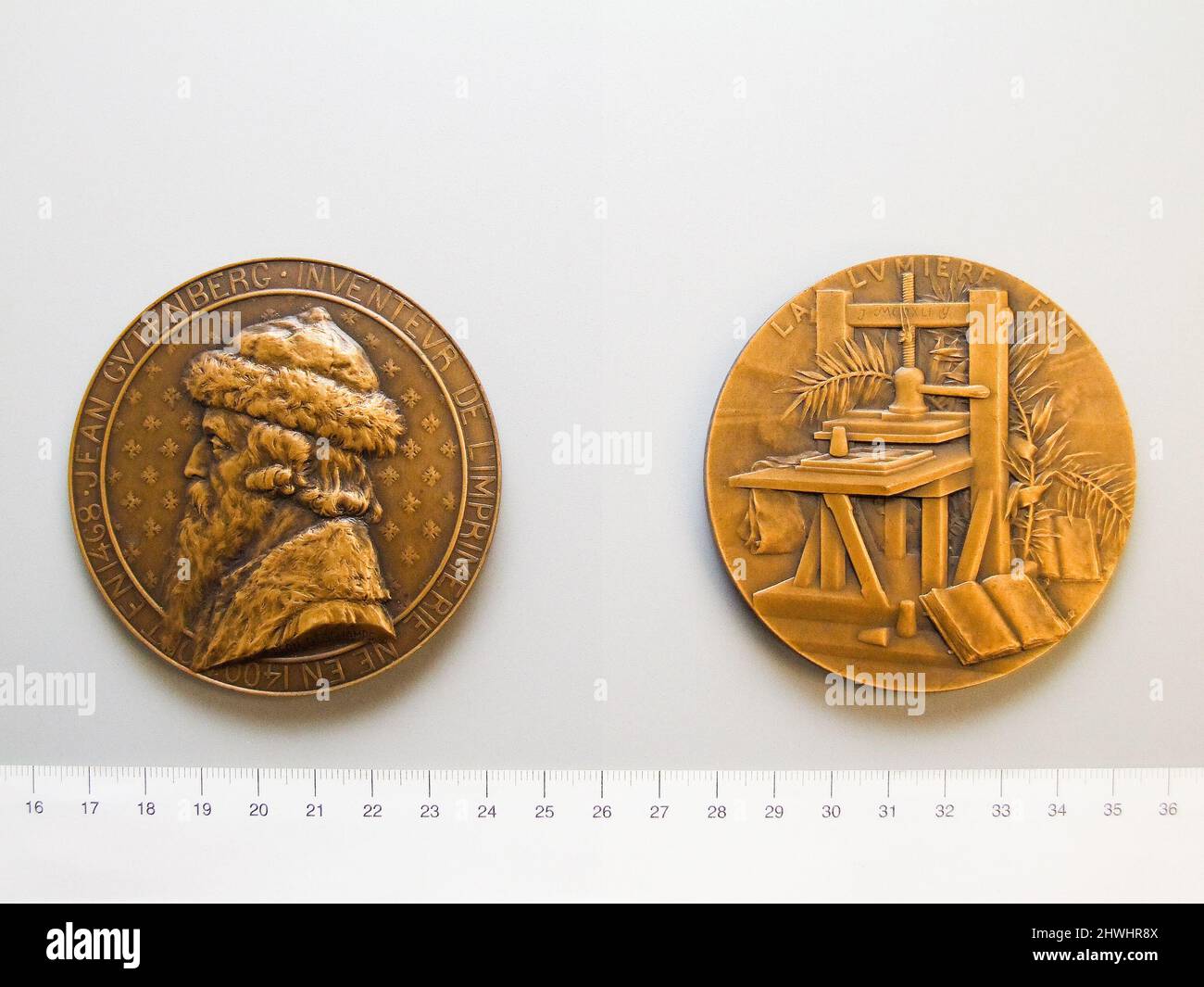 Medal Commemorating Johannes Gutenberg. Subject: Johannes Gutenberg ...
