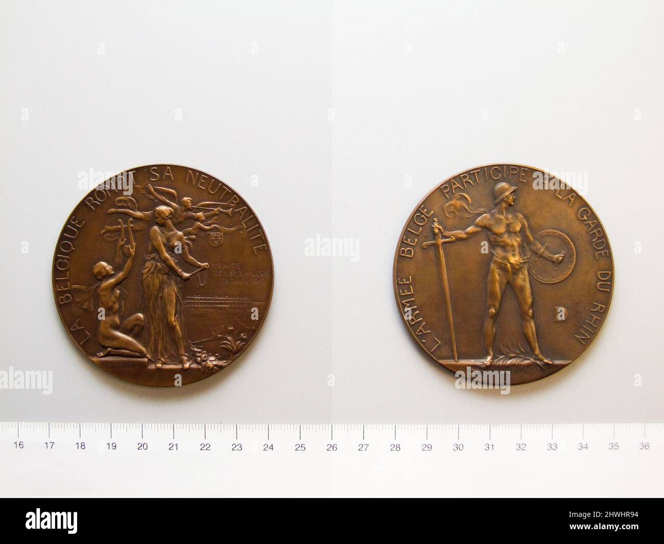 Belgian Medal Commemorating the Treaty of Versailles and Guarding the ...