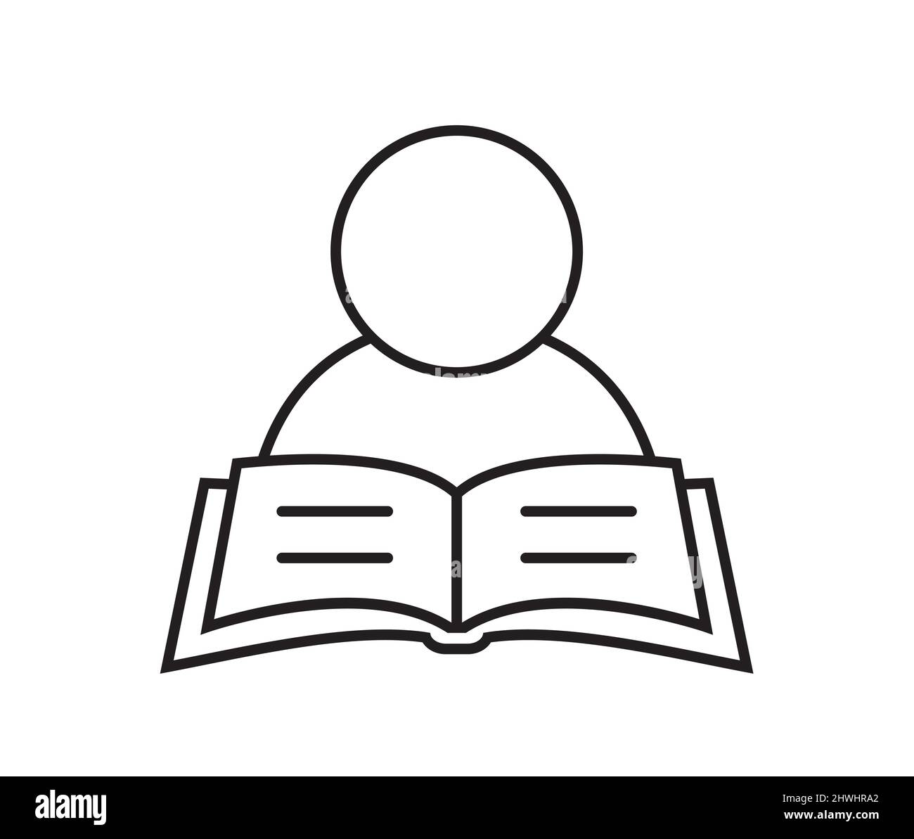 Man reading book, flat linear simple icon. Pictogram for reading ...