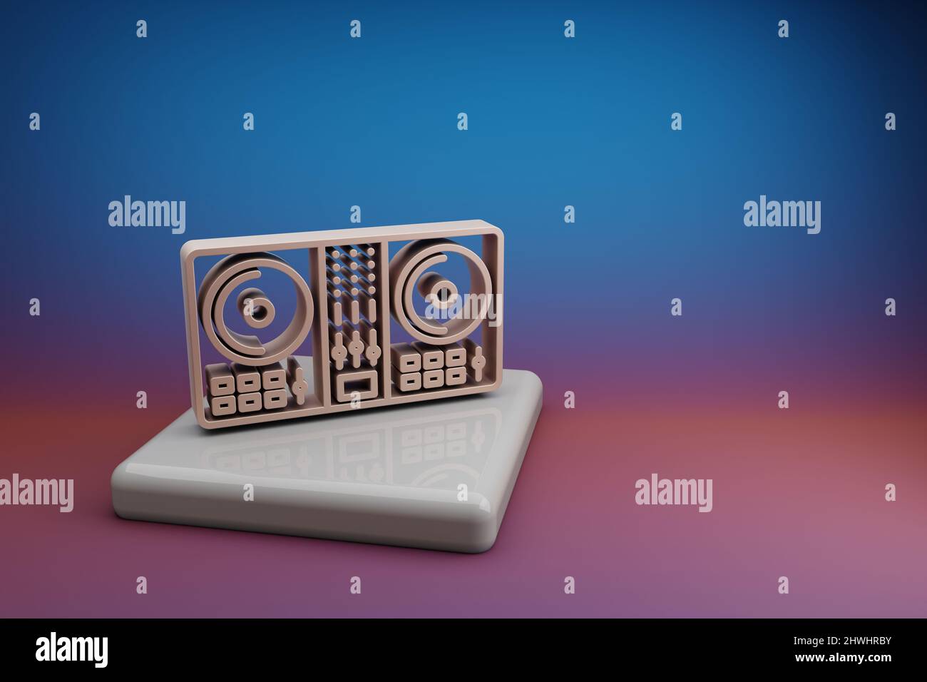 Wonderful DJ Mixer. Beautiful music symbol icons on a ceramic stand and ...
