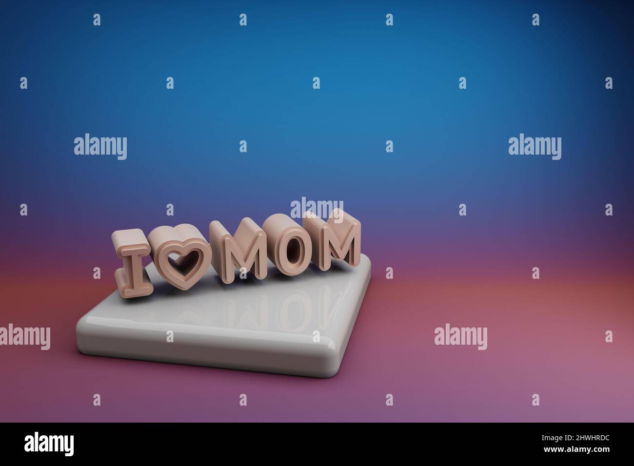 Wonderful words I LOVE MOM and heart icons. Mothers Day symbol icons on ...