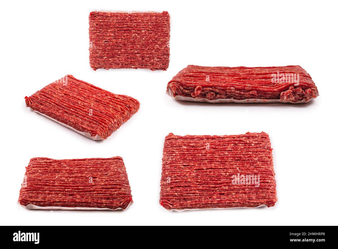 Chopped meat isolated on white background. Top view Stock Photo - Alamy