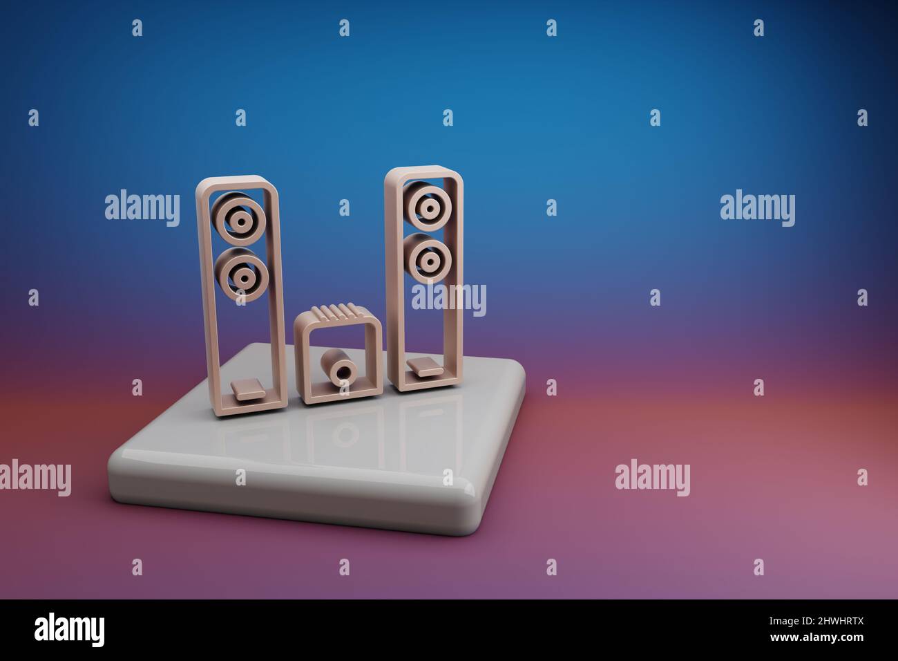 Wonderful Sound System with Big Speakers. Beautiful music symbol icons ...