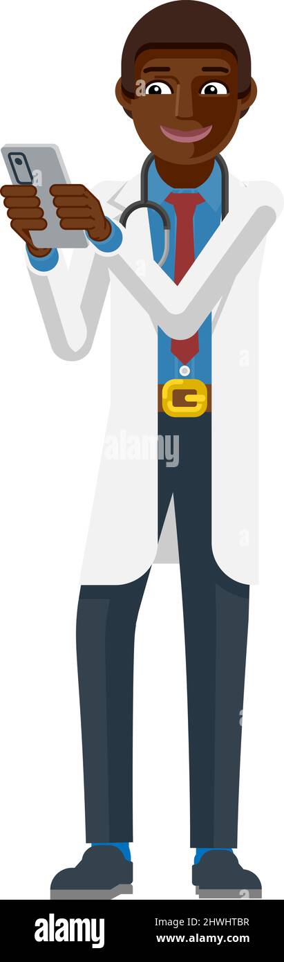 Doctor Holding Mobile Phone Cartoon Character Stock Vector Image & Art ...
