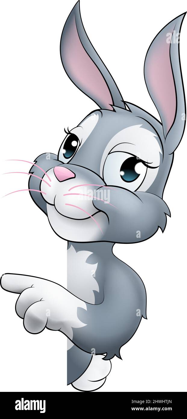 Easter Bunny Rabbit Cartoon Character Peeking Sign Stock Vector Image ...