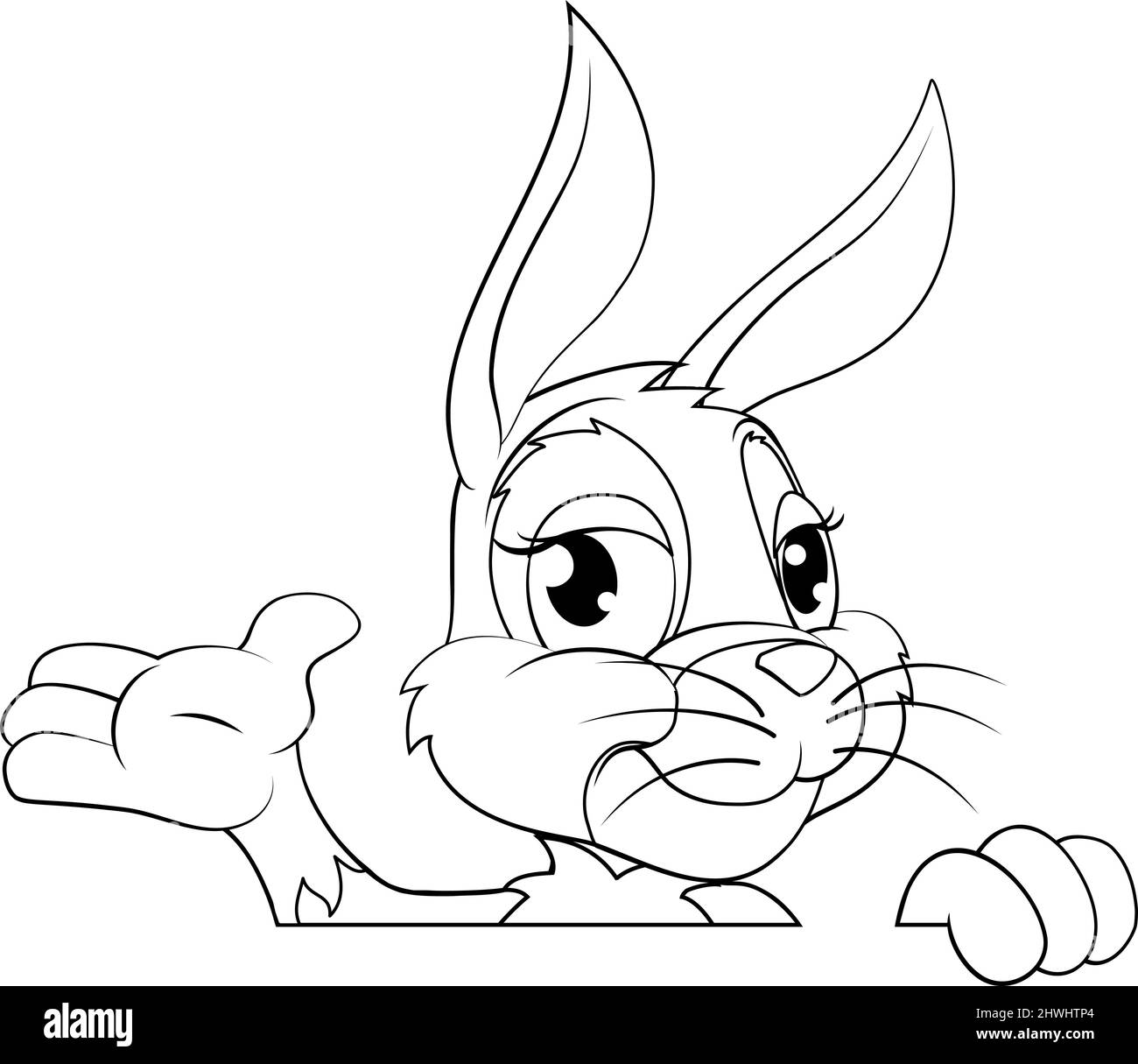 Easter Bunny Rabbit Cartoon Character Peeking Sign Stock Vector Image ...