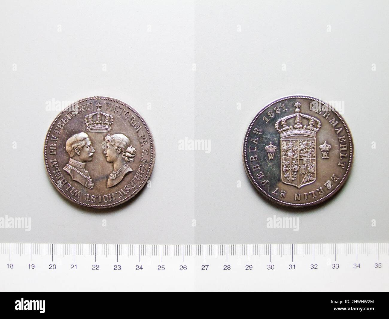 Medal of William II and his marriage to Augusta Victoria. Subject ...