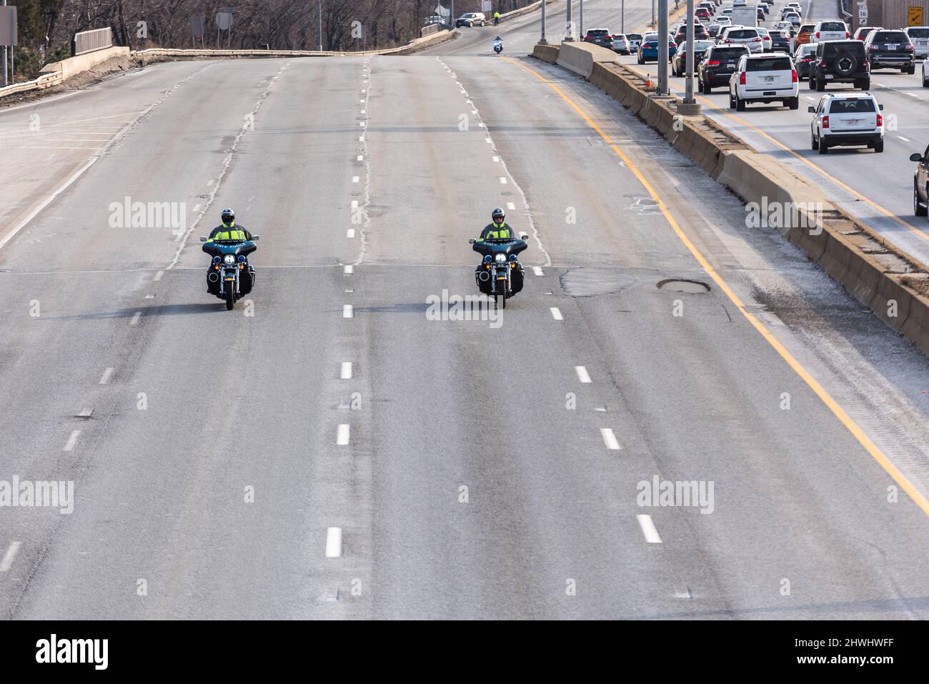 Procession honoring Mass State Trooper Tamar Bucci. March 5, 2022 Stock ...