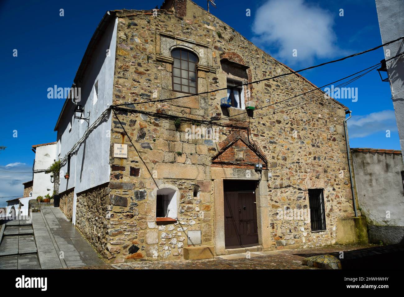 old stone house in medieval village Stock Photo - Alamy