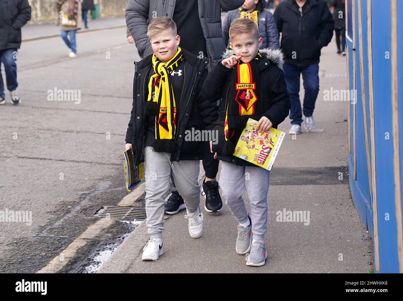 Watford fans make their way to the stadium before the Premier League ...