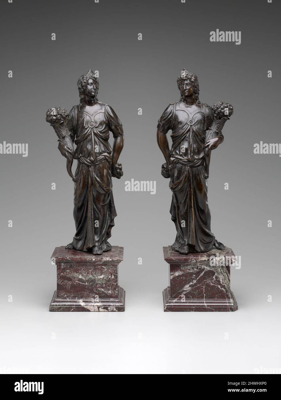 Pair of Allegorical Figures with Cornucopia. Artist: Unknown Stock ...