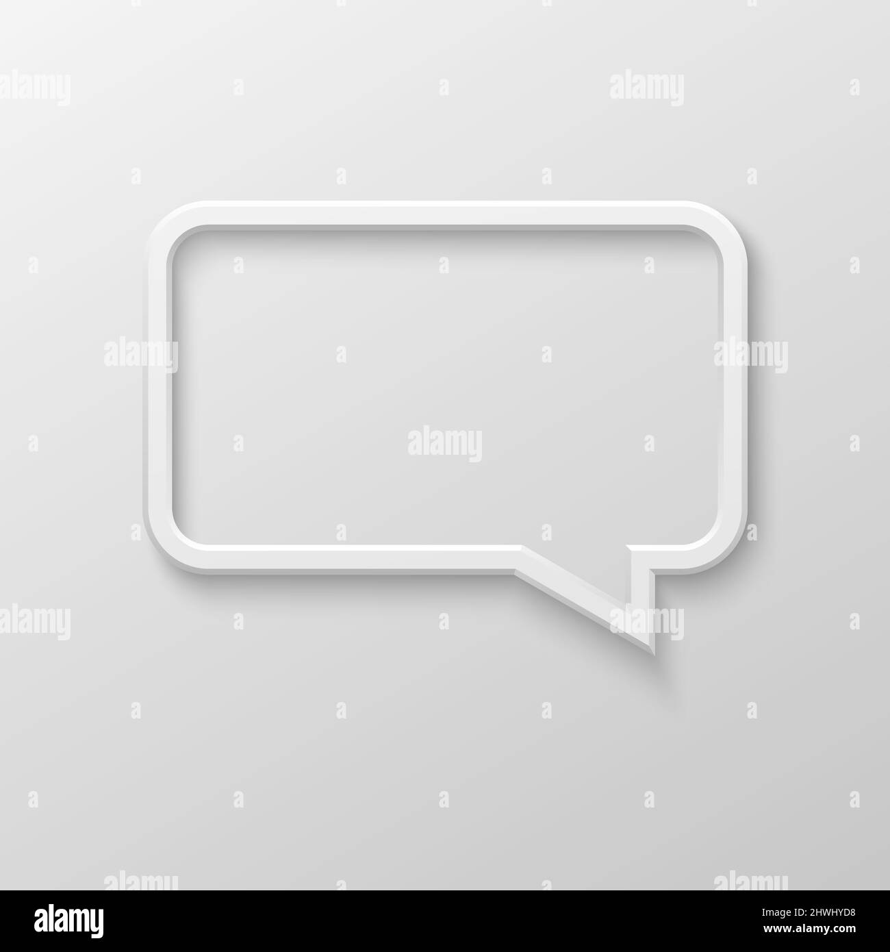 Vector white blank speech bubble icon on white gradient background ...