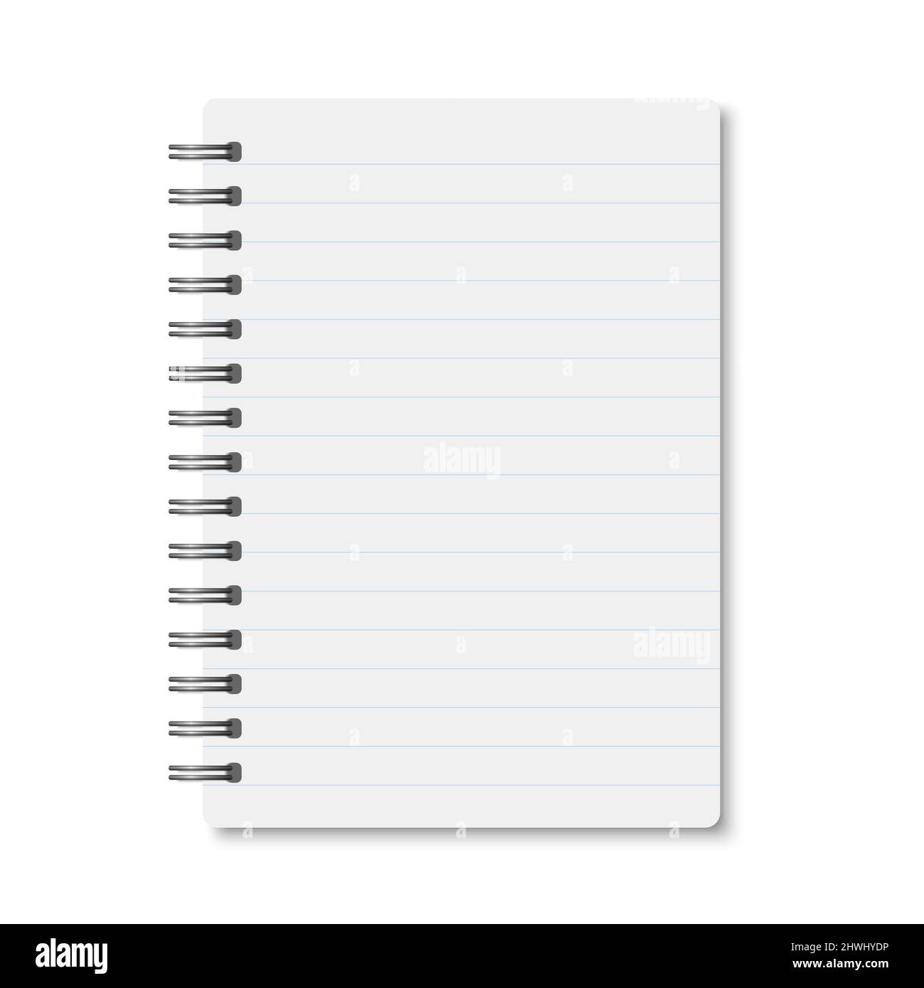 White realistic a6 notebook opened with soft shadows. Vector vertical ...