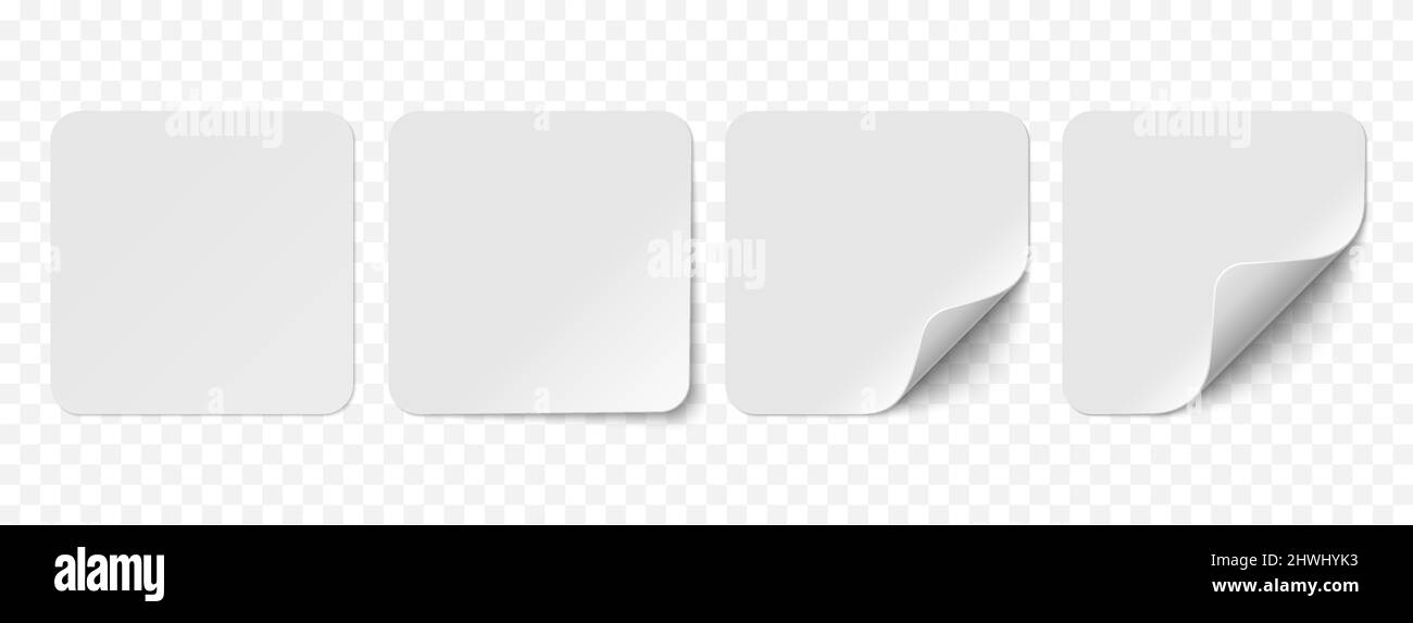 Vector white realistic paper stickers isolated on white background. Set ...