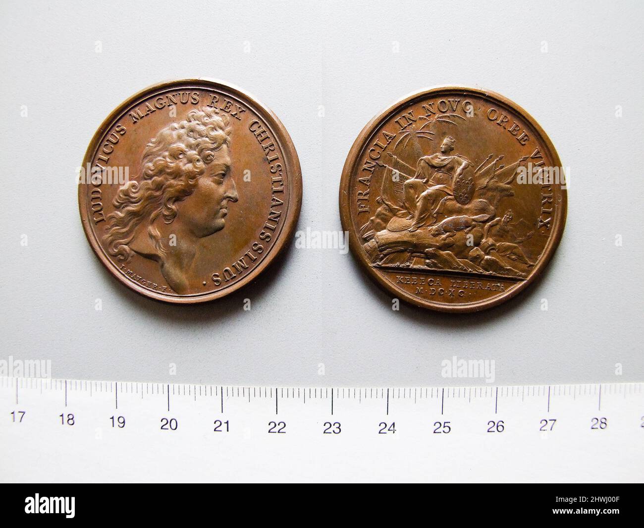 Medal of Louis XIV titled “Victory at Battle of Quebec”. Artist: Jean ...