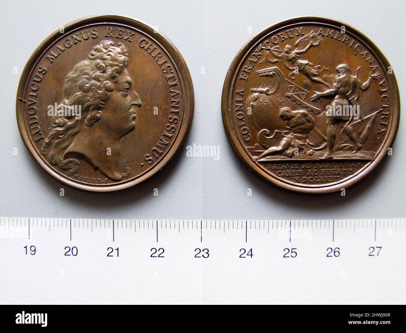 Medal of Louis XIV titled “Martinique Made French Colony”. Artist: Jean ...