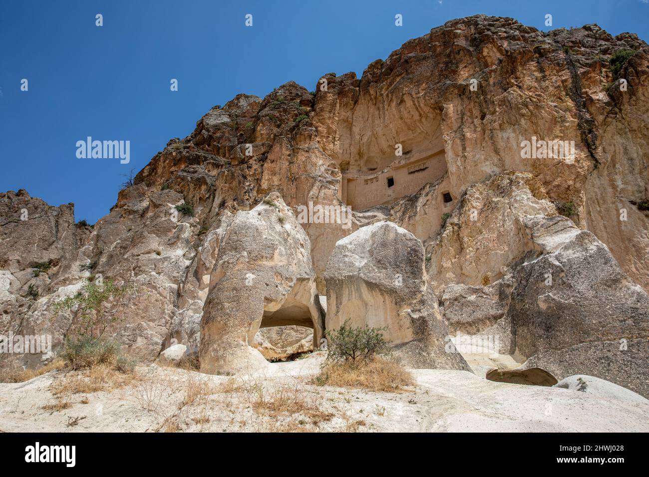 Hallach monastery carved into the rocks in Ortahisar, Cappadocia ...