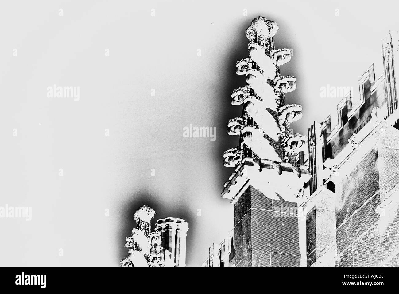 A medieval carved stone tower carved in the Gothic style Stock Photo ...