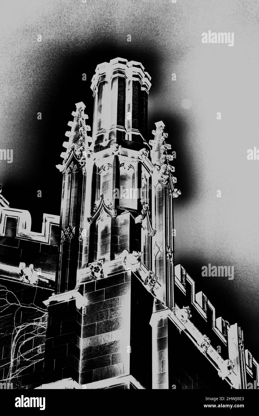 Elaborate medieval stone building Black and White Stock Photos & Images ...