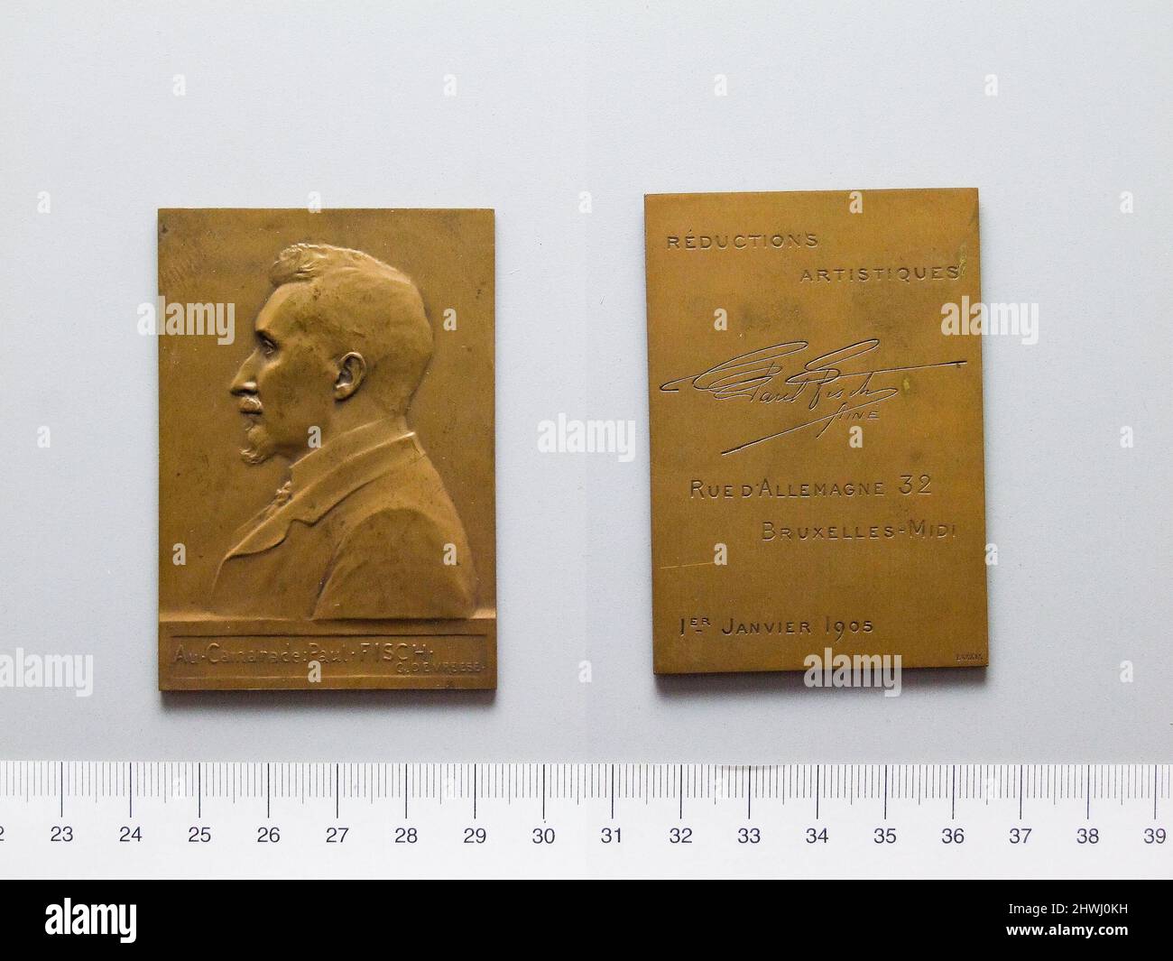 Bronze Plaquette from Belgium of Au Camarade Paul Fisch. Artist ...