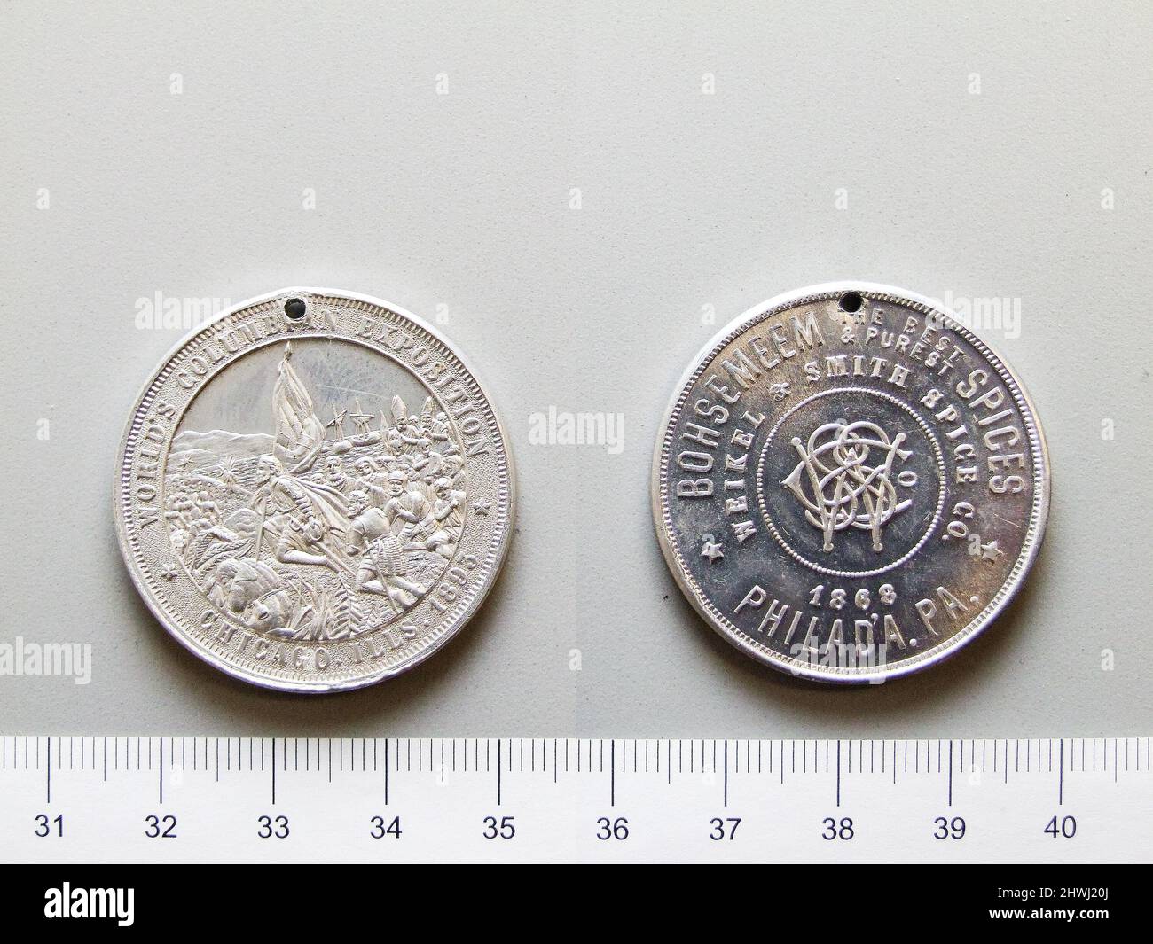 Medal from the Chicago Columbian Exposition of the Weikel and Smith ...