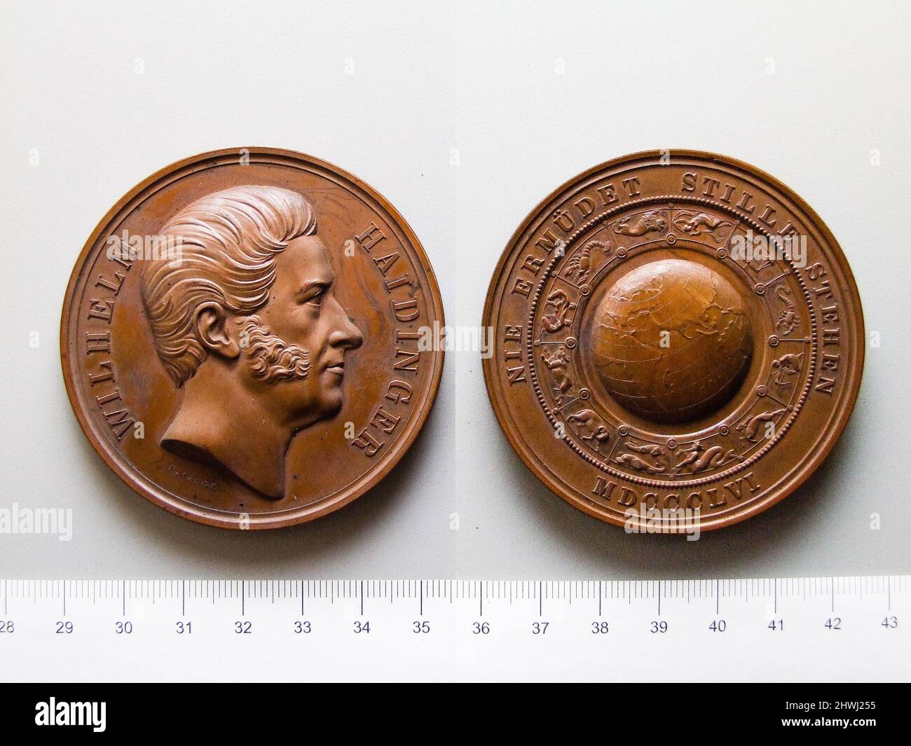 The Wilhelm Haidinger Medal. Subject: Wilhelm Haidinger, Austrian, 1795 ...