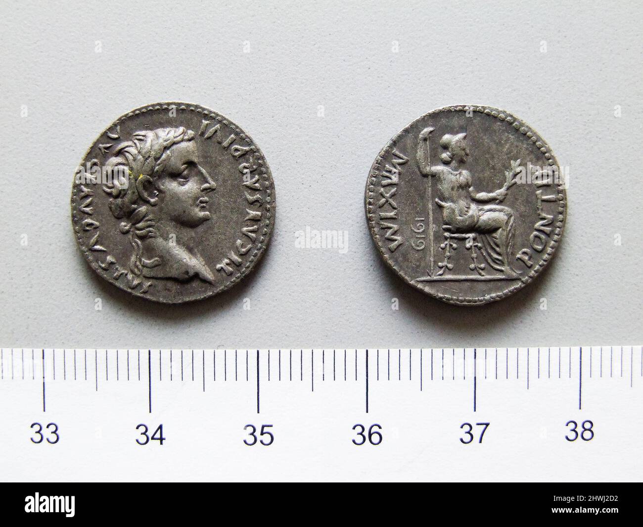 Denarius from Unknown with Tiberius, Emperor of Rome; Livia Julia ...