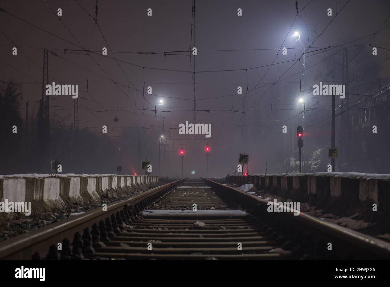 Train yard shots at night Stock Photo - Alamy