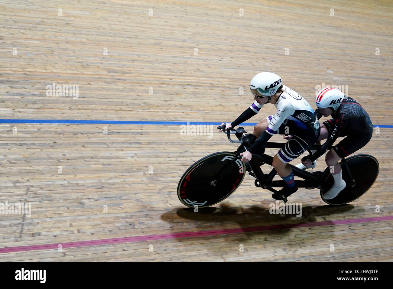 Lora Fachie MBE (left) and pilot Georgia Holt on their way to winning ...