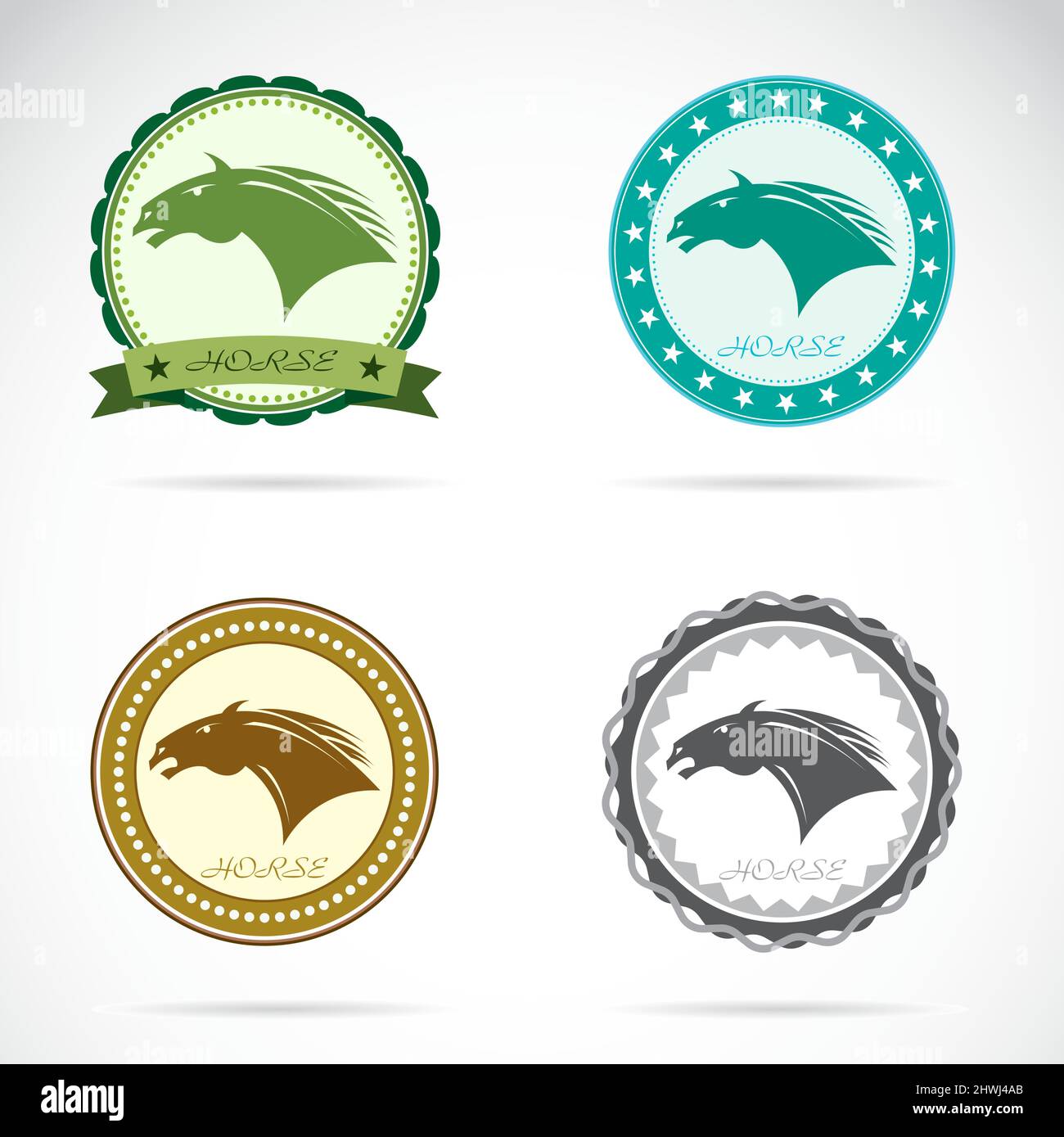 Set of vector horse label on white background. Easy editable layered ...