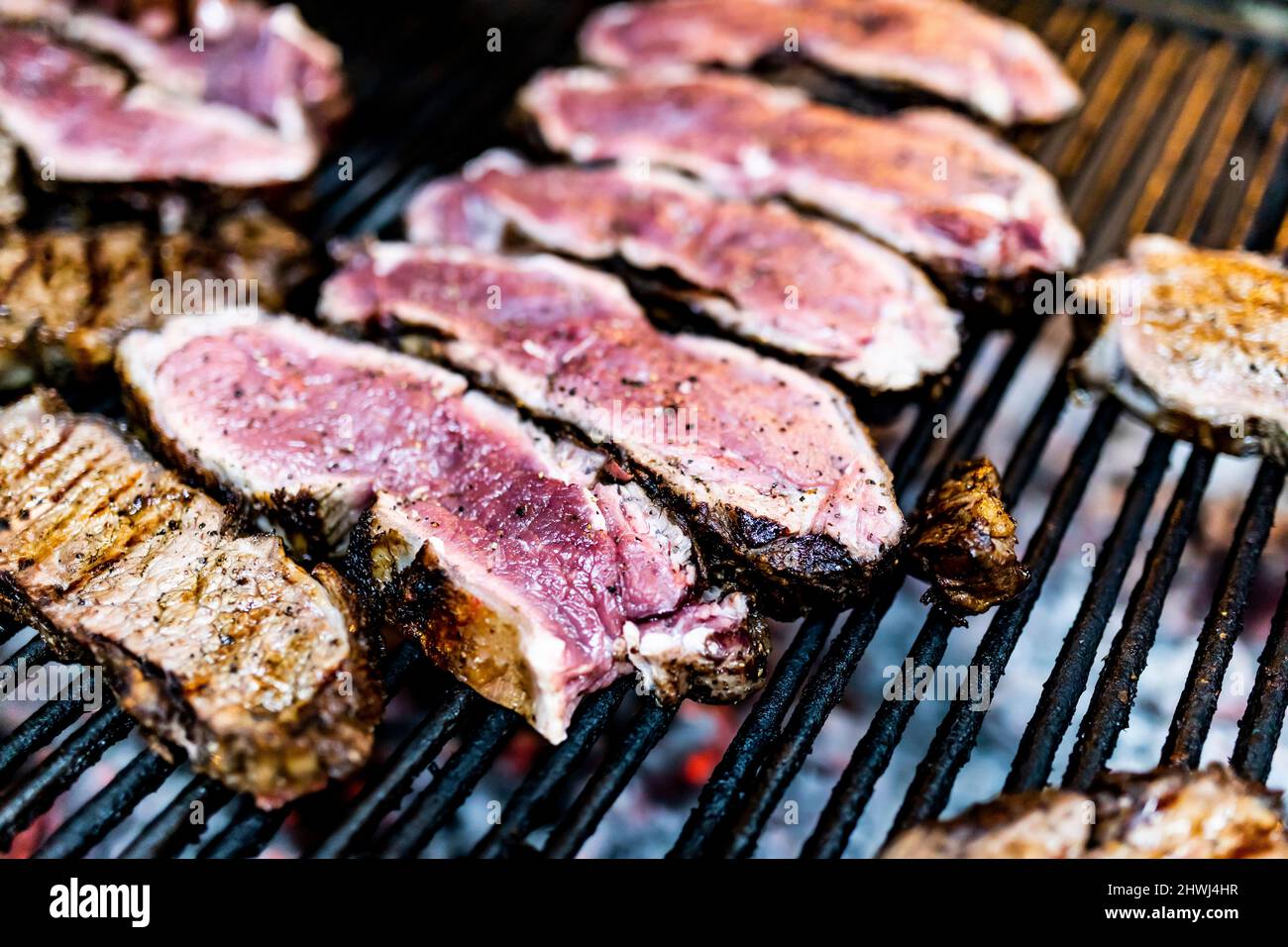 Preparation of Red Meat in BBQ. Raw Red Meat High Qualty Food for ...