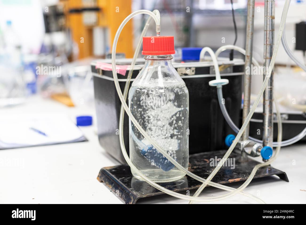 water is degassed in the bottle by the dry air in a closed loop and ...