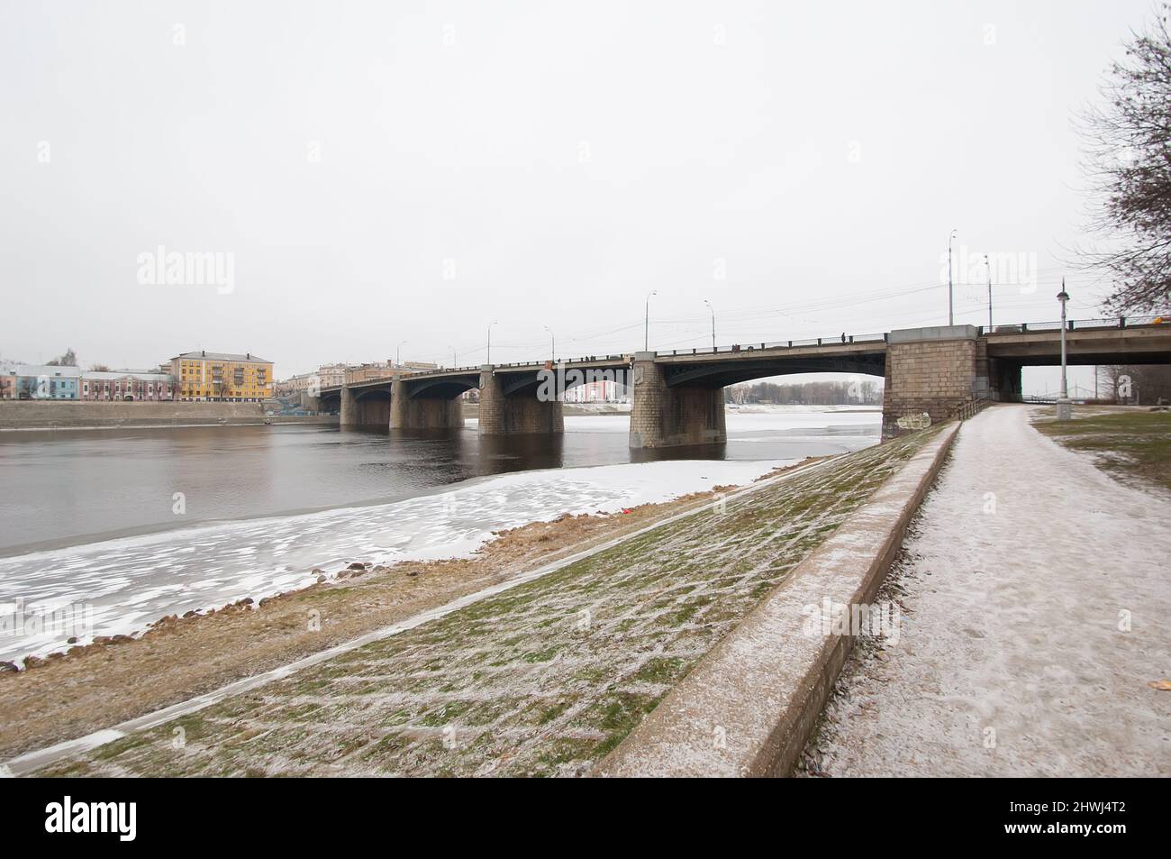 Bridge over Volga river in Tver city, Russia Stock Photo - Alamy