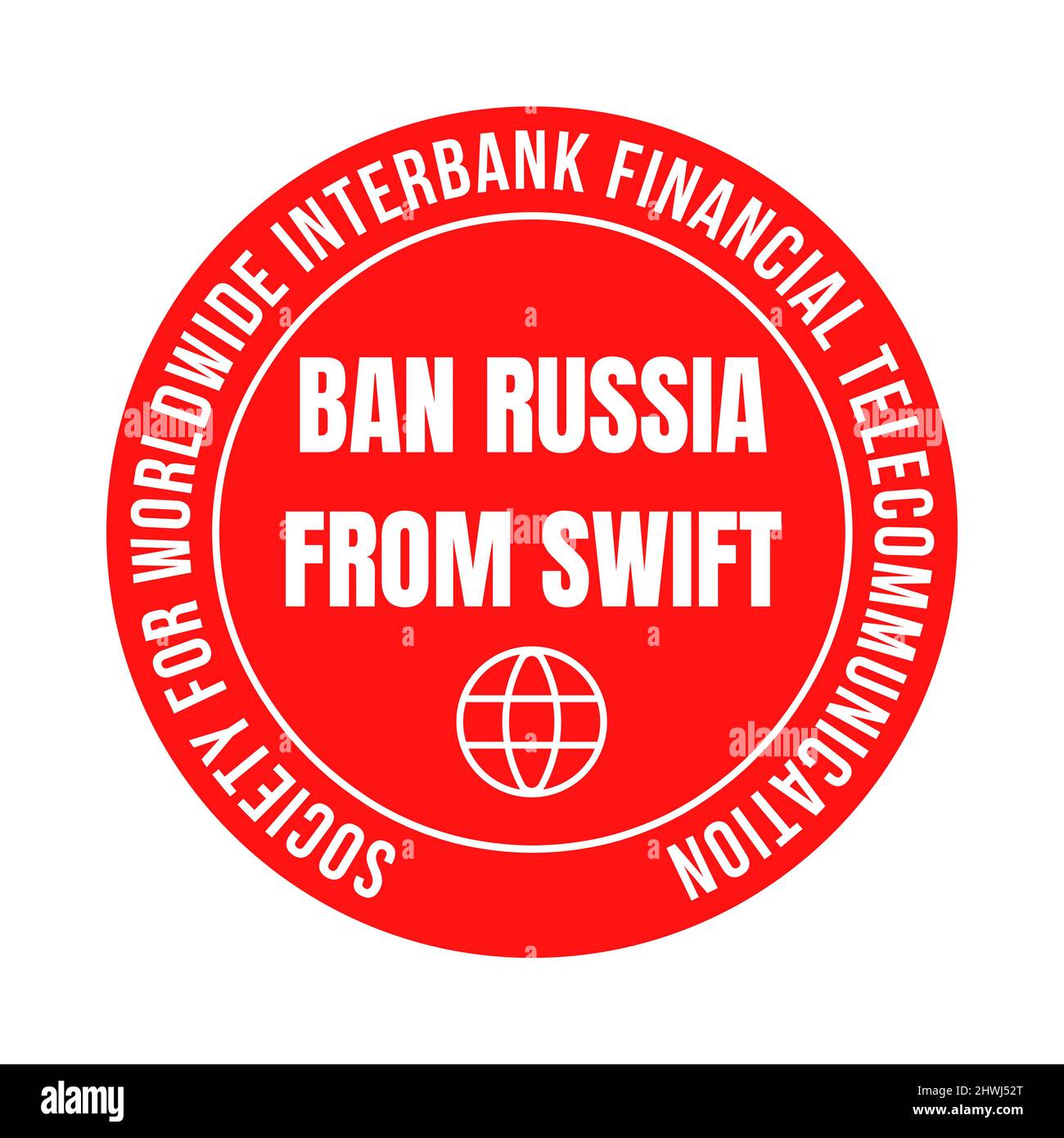 Ban Russia from swift symbol icon Stock Photo - Alamy