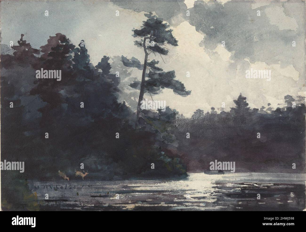 Adirondack Lake. Artist: Winslow Homer, American, 1836–1910 Stock Photo ...