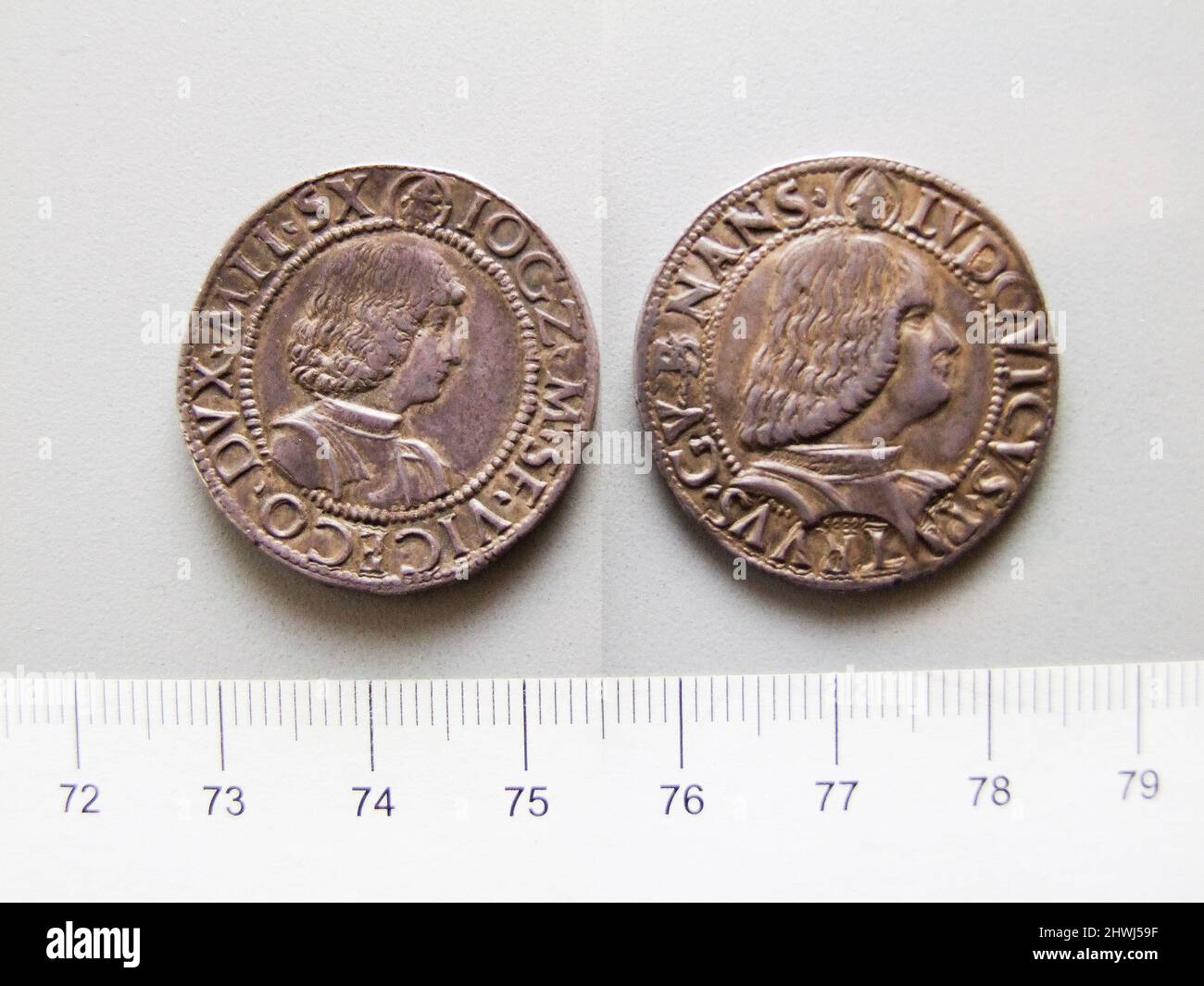 1 Teston of Galeazzo Maria Sforza, Duke of Milan; Ludovico Maria Sforza ...