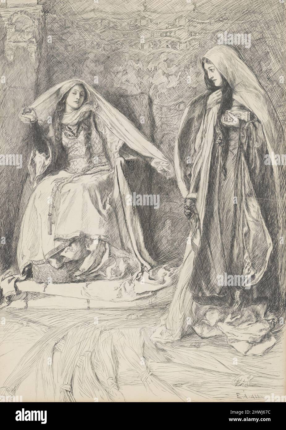 Rebecca and Rowena, illustration for Ivanhoe. Artist: Edwin Austin ...