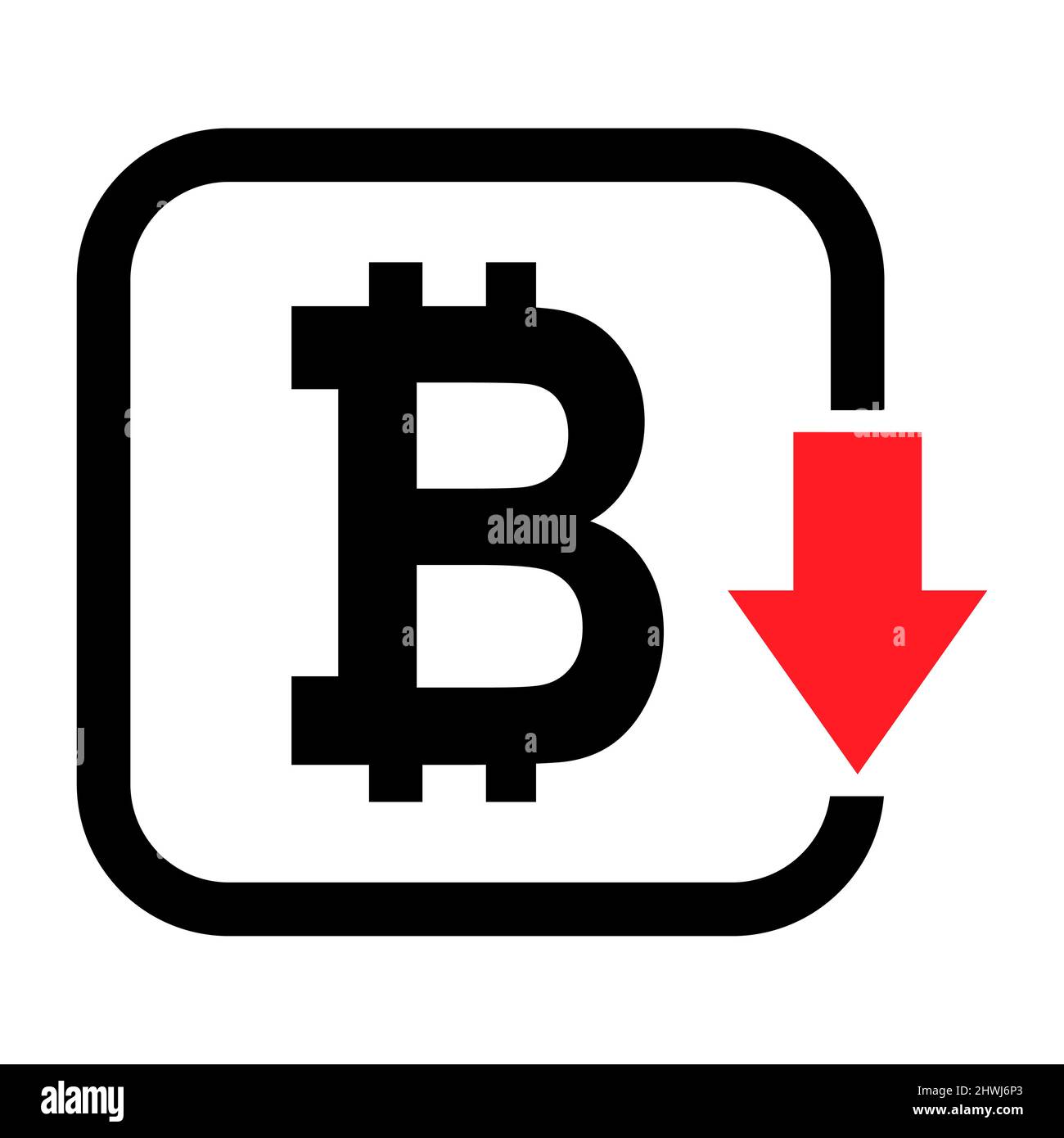 Cost reduction- decrease bitcoin icon. Vector symbol image isolated on background Stock Vector ...
