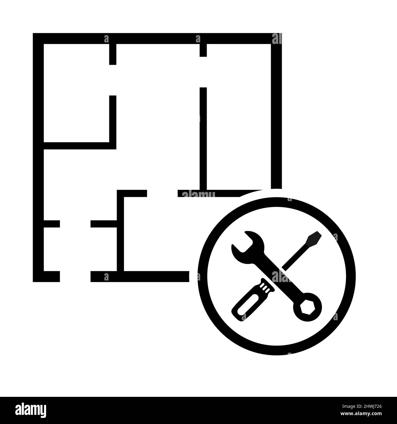 House plan icon, architecture sketch graphic design, home construction ...