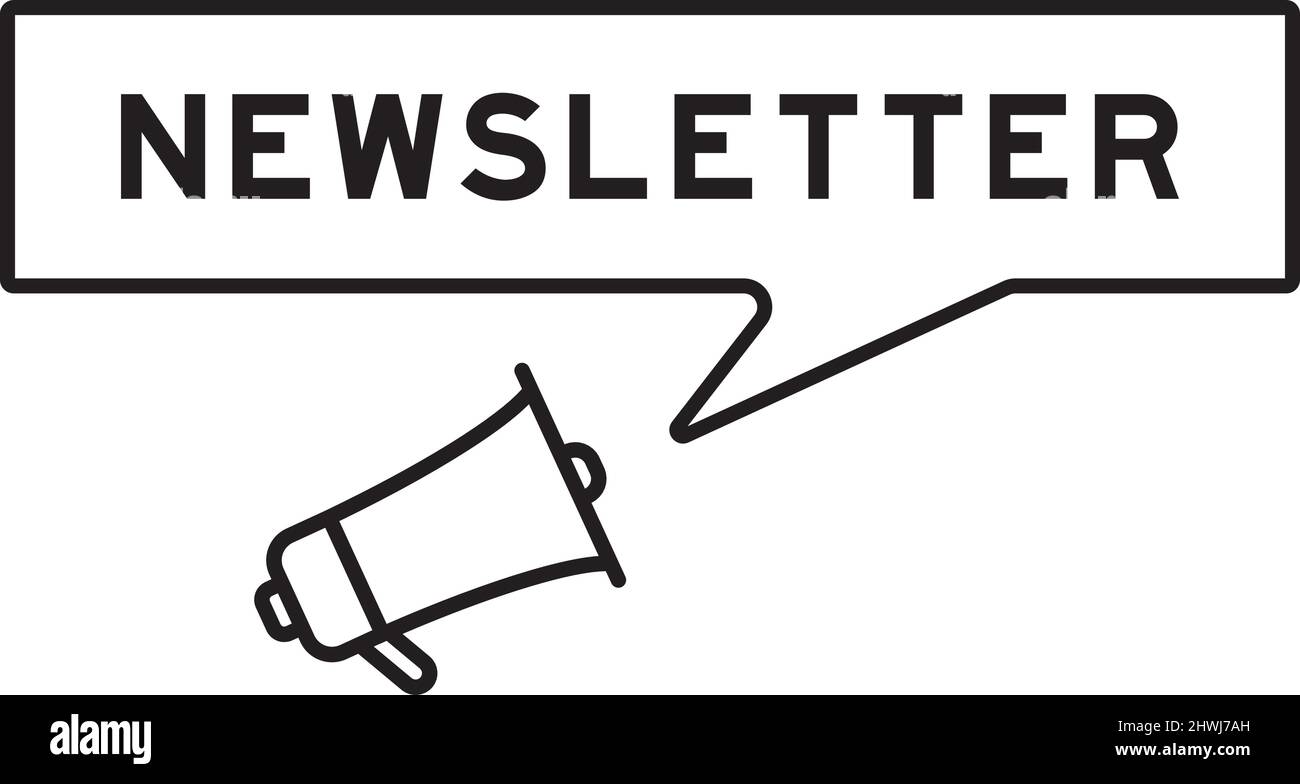 Megaphone icon with speech bubble in word newsletter on white ...