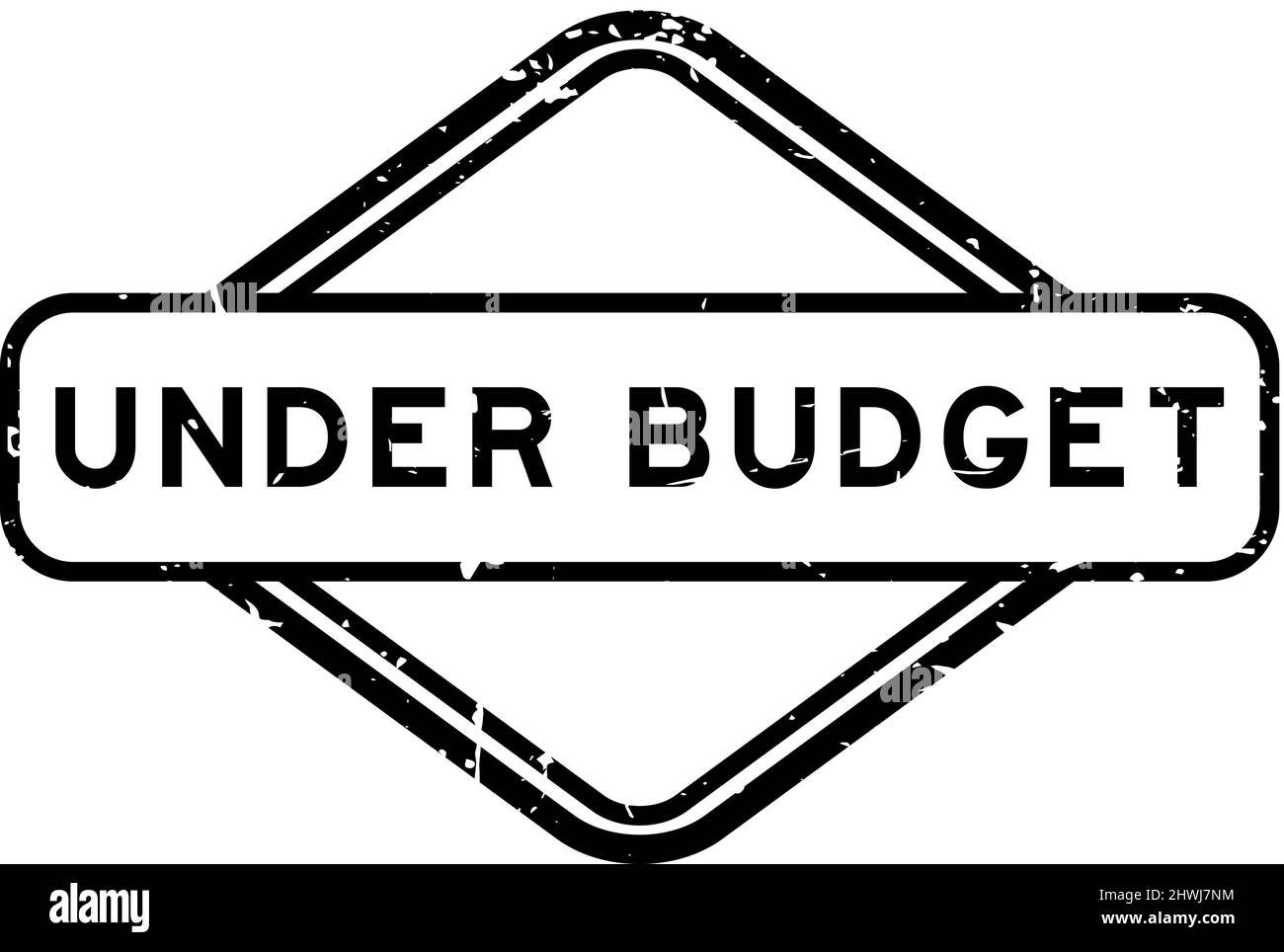 Grunge black under budget word rubber seal stamp on white background ...