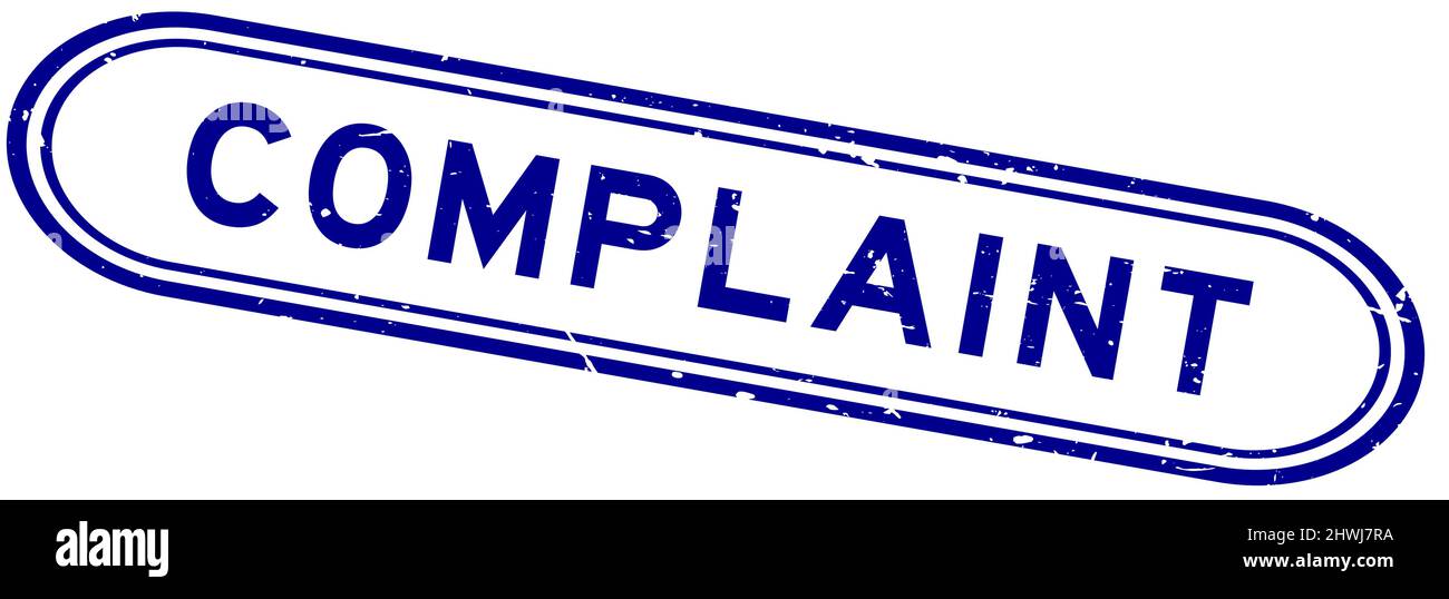 Grunge blue complaint word rubber seal stamp on white background Stock ...