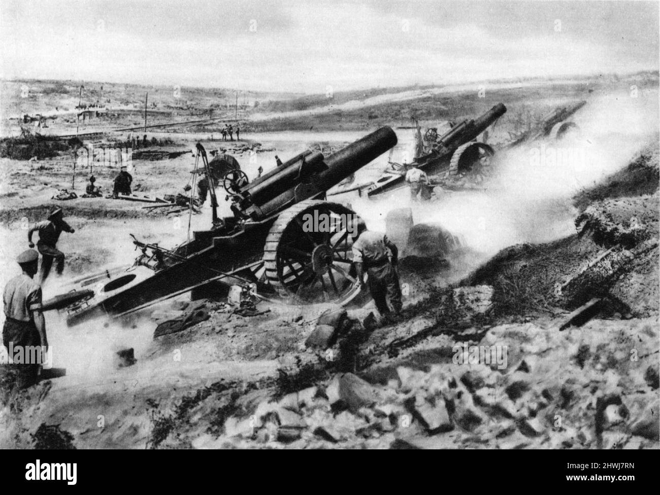 British 8 inch howitzers inaction at Fricourt during the Battle of the ...