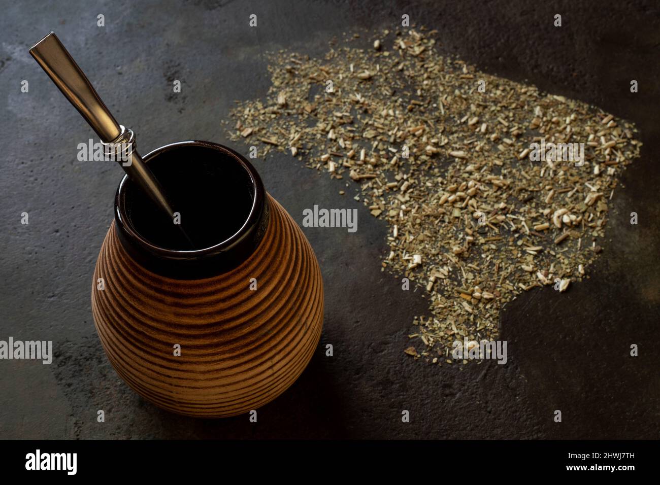 shape of Brasil made of yerba mate with gourd matero Stock Photo - Alamy