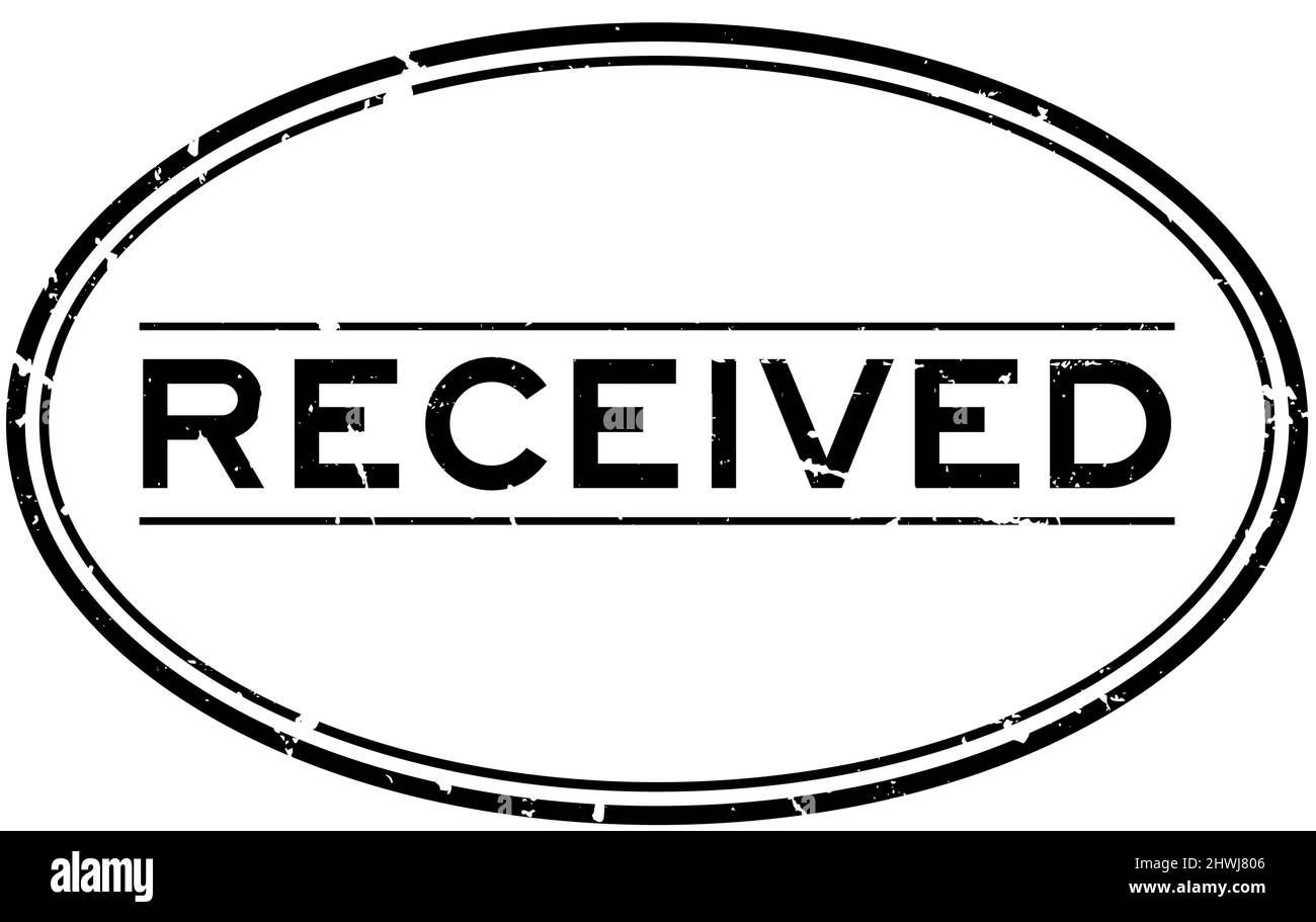 Grunge black received word oval rubber seal stamp on white background ...