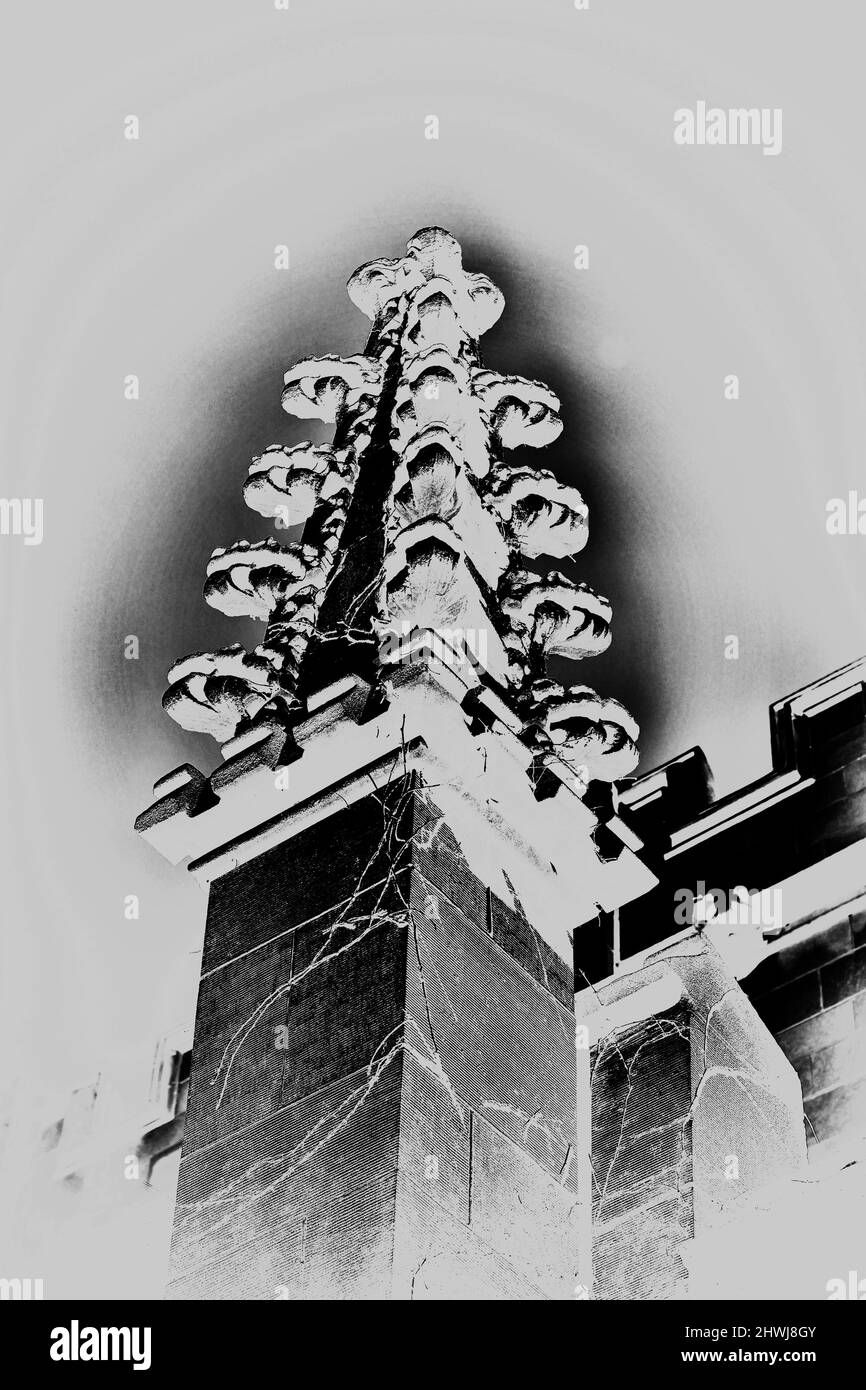 A medieval carved stone tower in the Gothic style Stock Photo - Alamy