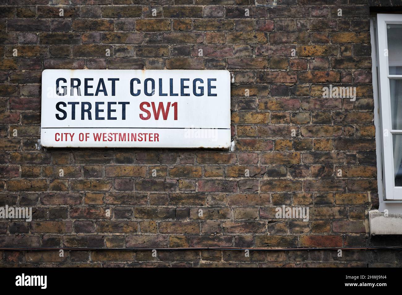 Street sign for Great College Street, Westminster SW1, London, England ...