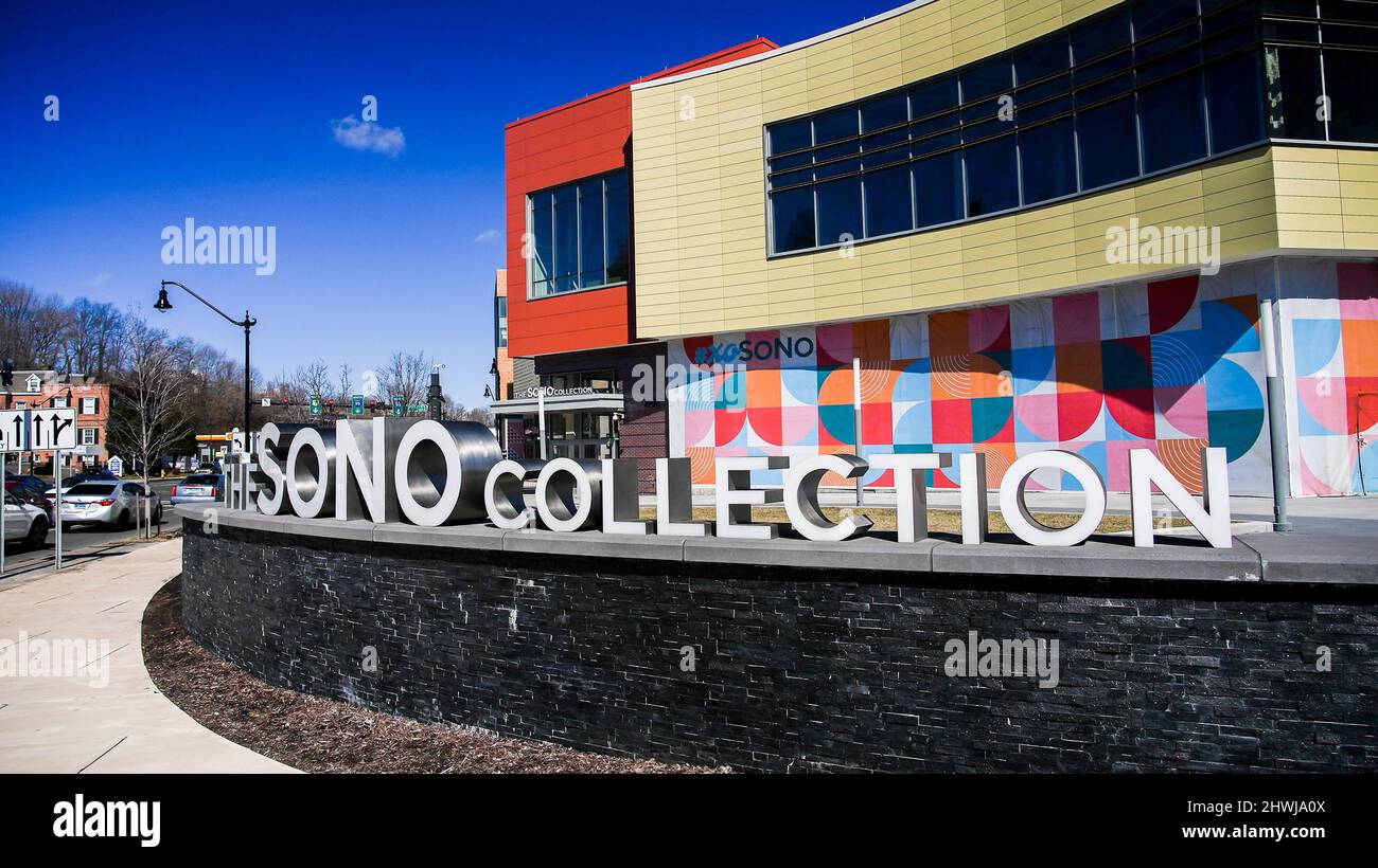 NORWALK, CT, USA - MARCH 3 2022: West Avenue view with The SONO ...