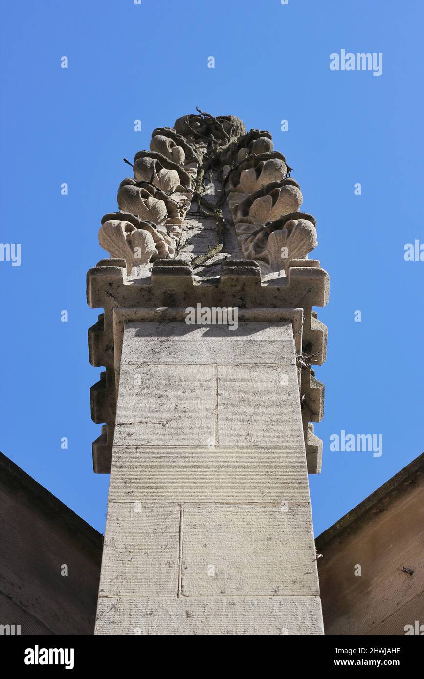 A medieval carved stone tower in the Gothic style Stock Photo - Alamy