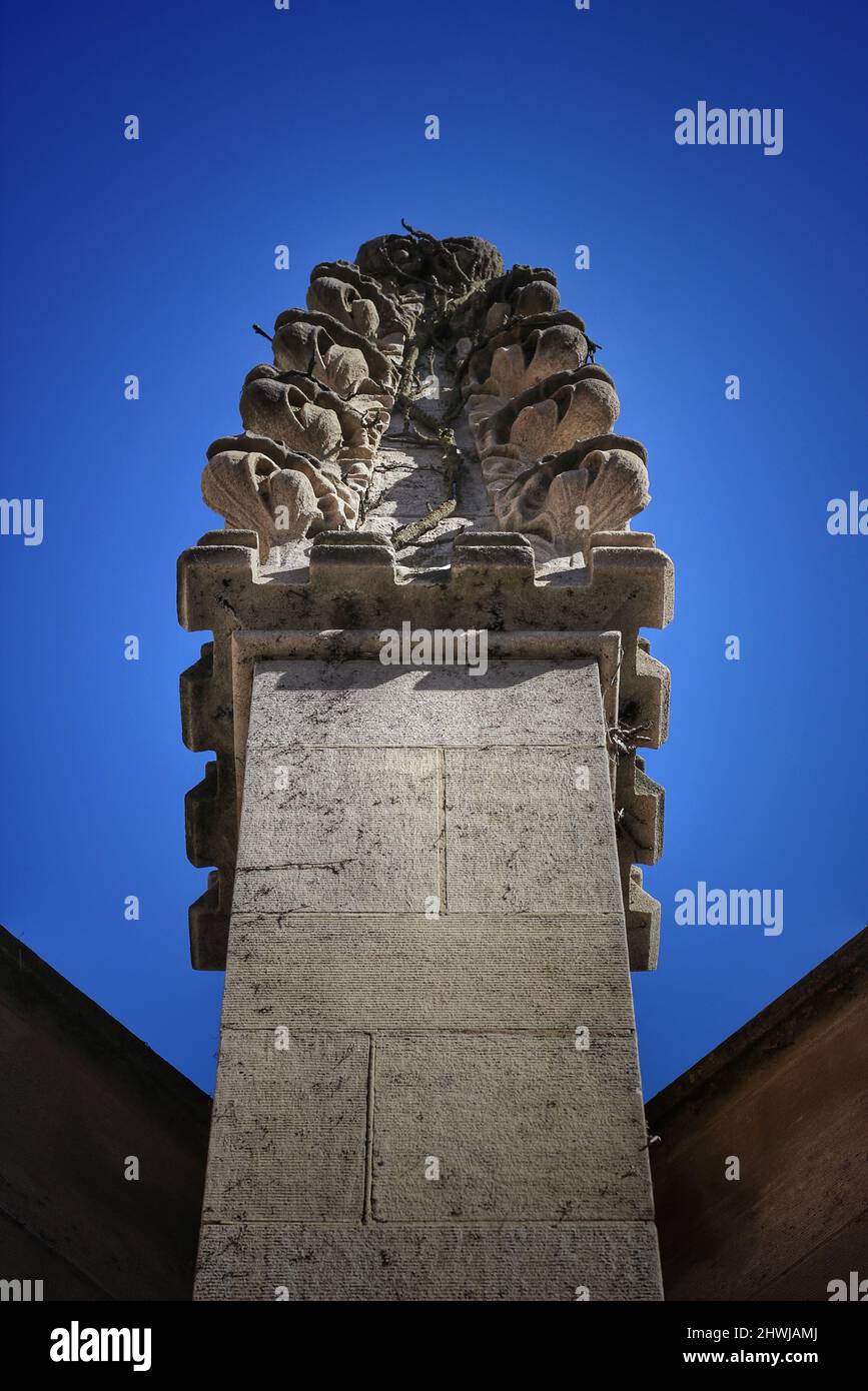 A medieval carved stone tower in the Gothic style Stock Photo - Alamy